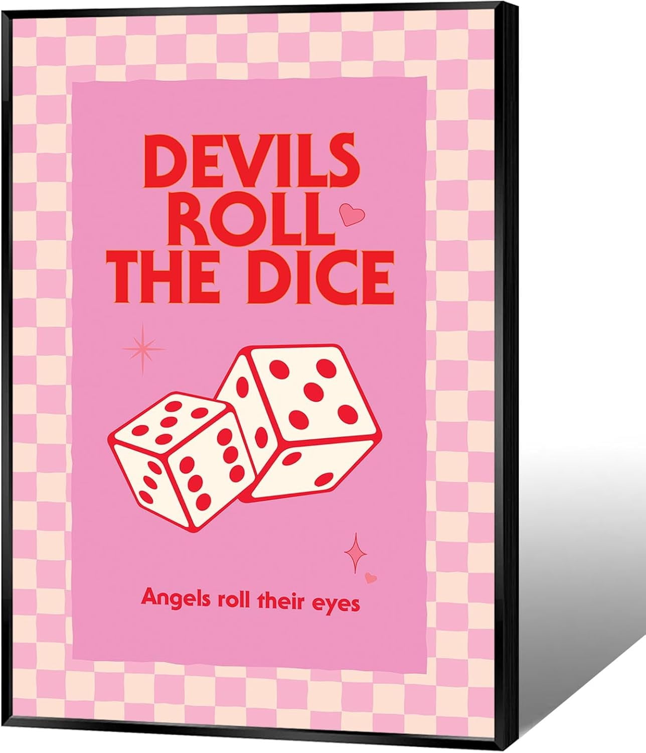 AABERIC Stylish Retro Dice Canvas Wall Art Pink Cute Lucky Number 6 ...