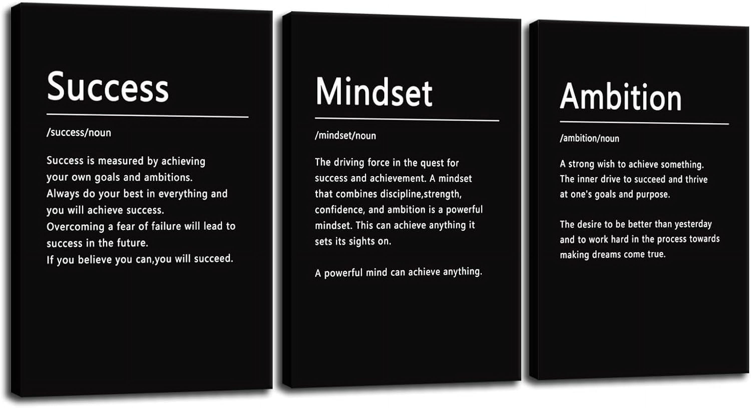 AABERIC Success Mindset Ambition Noun Canvas Wall Art Motivational 3 ...
