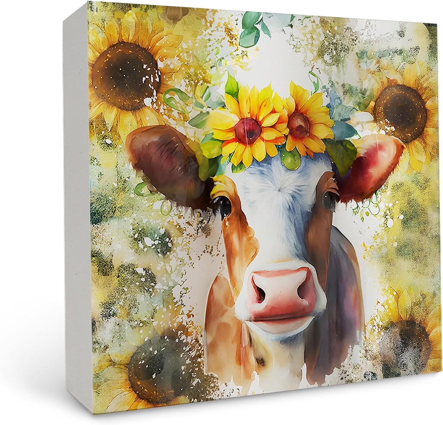 AABERIC Sunflower Cows - Summer Flower Cow, Decorative Box for ...