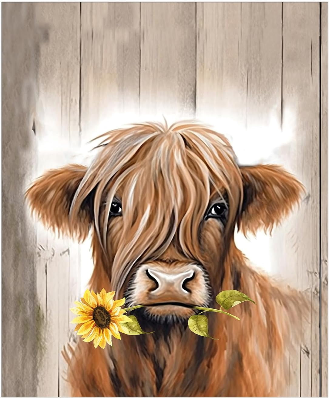 AABERIC Sunflower Highland Cow Poster - Cheerful Cute and Funny Wooden ...