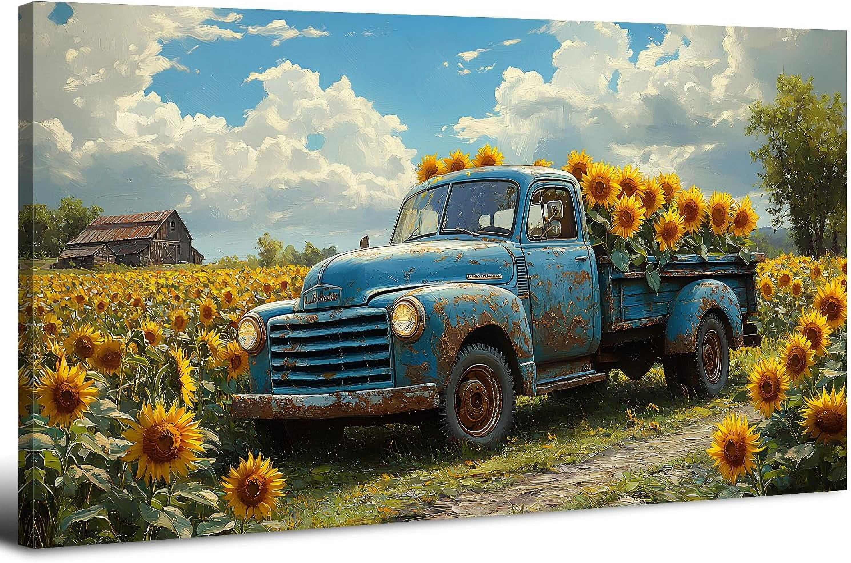 AABERIC Sunflower Wall Art Farmhouse Pictures Wall Decor Vintage Floral ...
