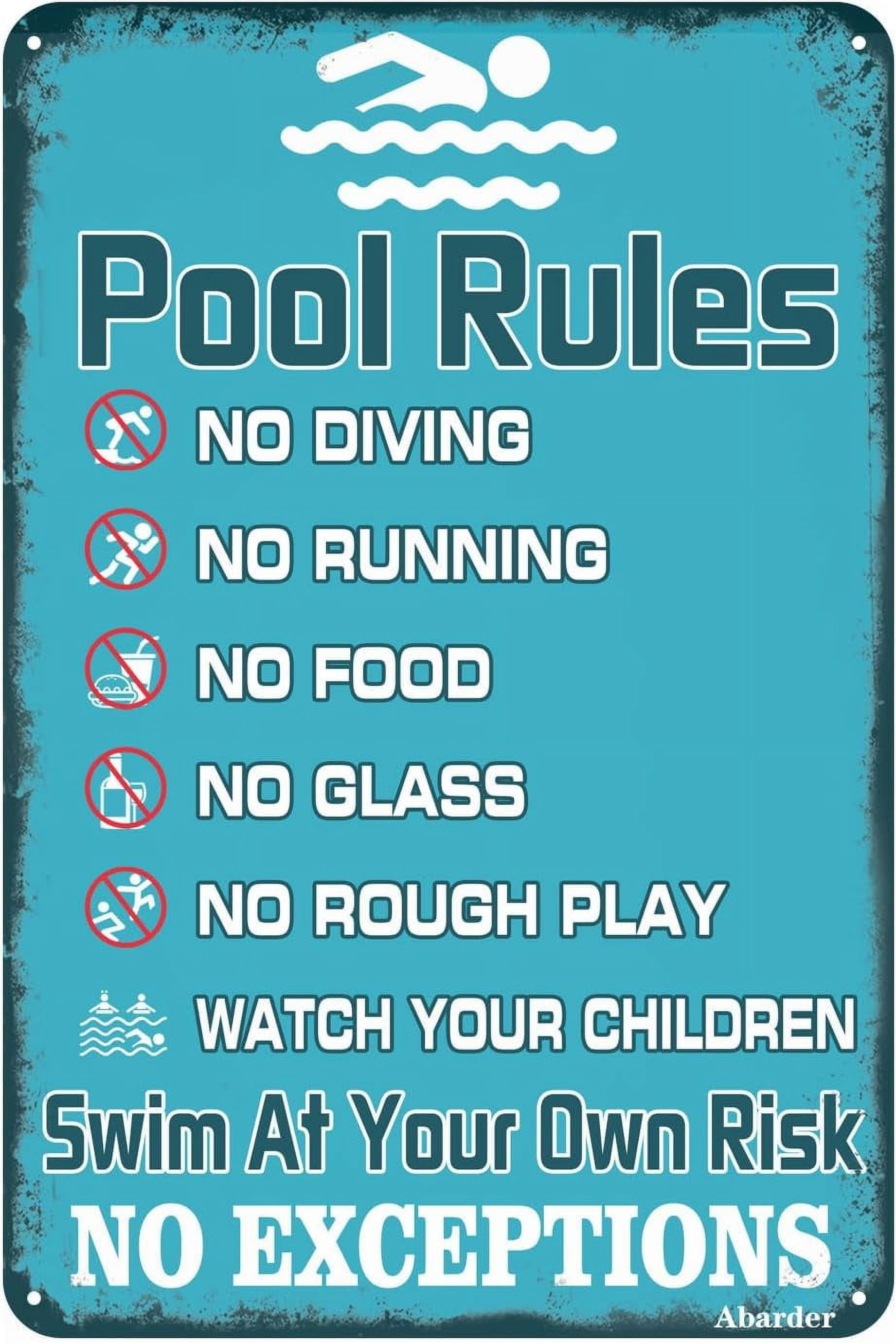 AABERIC Swimming Pool Rules Sign Swim at Your Own Risk Sign Swimming ...