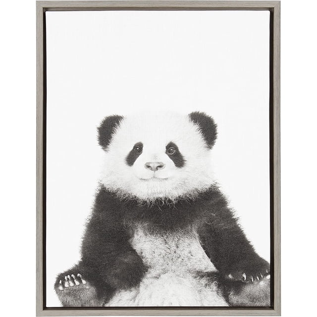 AABERIC Sylvie Panda Animal Print Black and White Portrait Framed ...
