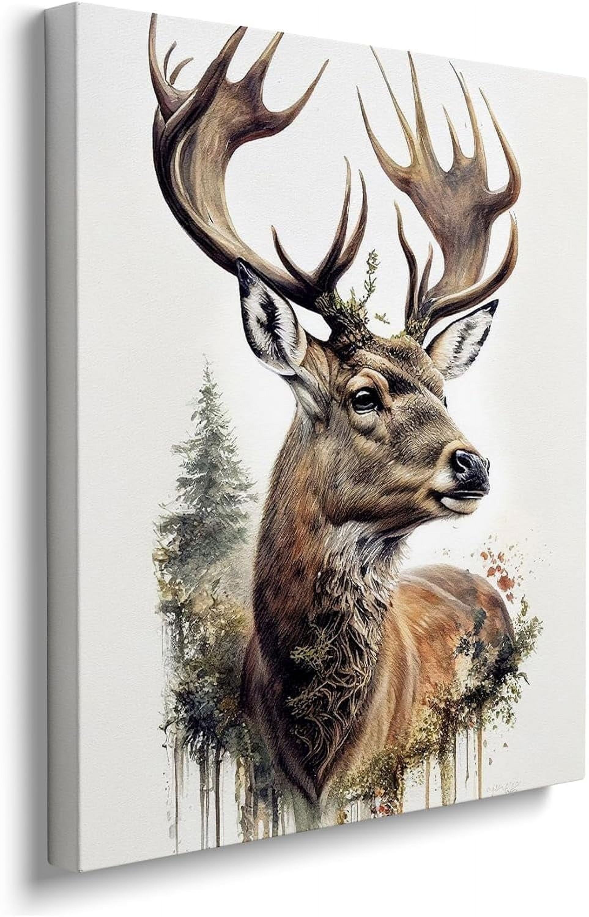 AABERIC TEXAS ART Christmas Wall Decor Deer Canvas Print Tree Poster ...