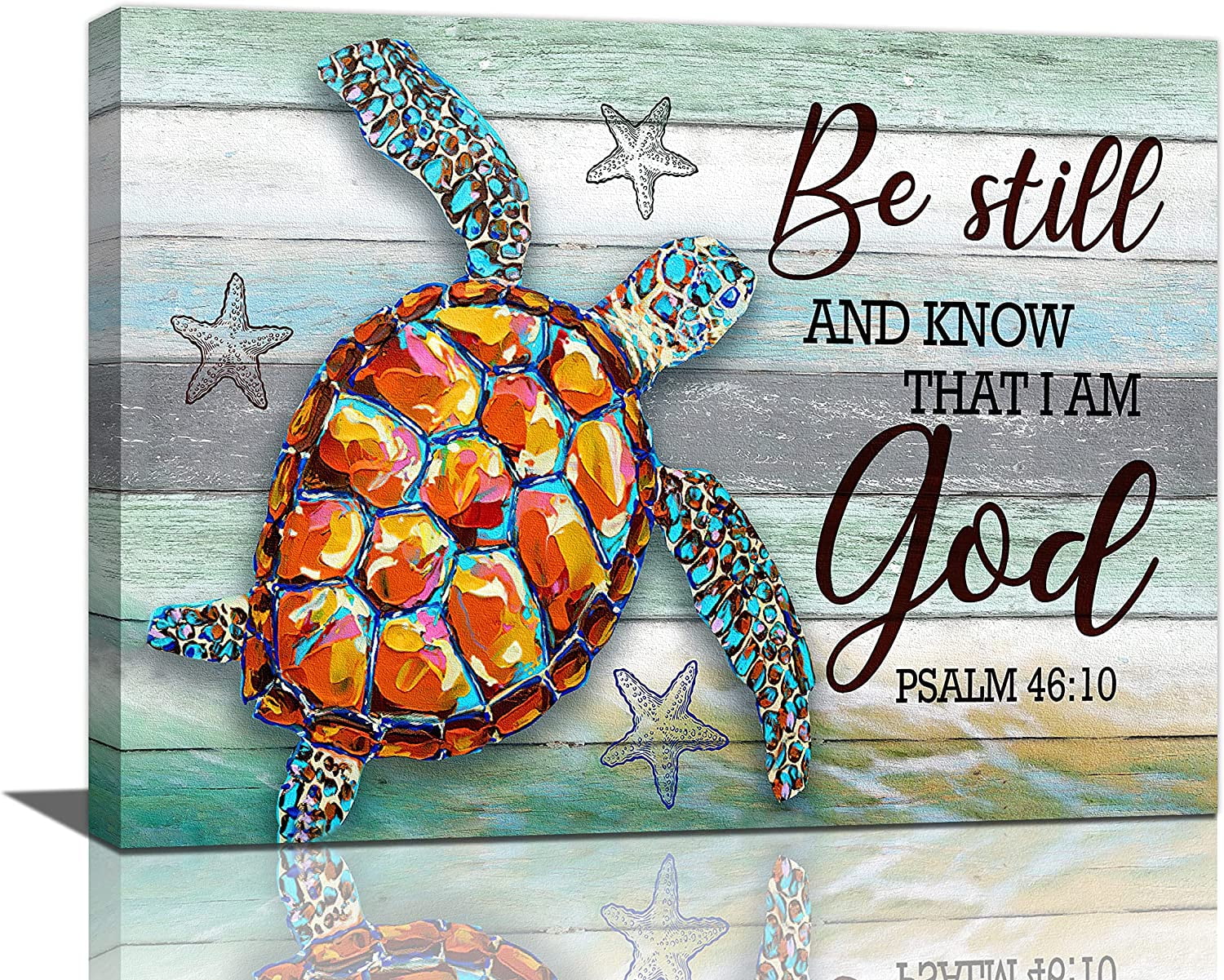 AABERIC Teal Sea Turtle Wall Art God Jesus Bible Psalm Pictures Wall ...