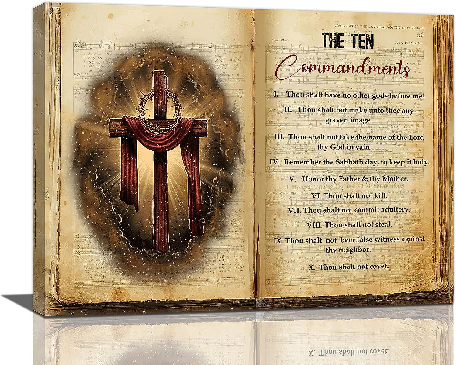 AABERIC The Ten Comm ments Cross Decor Wall Art 10 Comm ments Bible ...