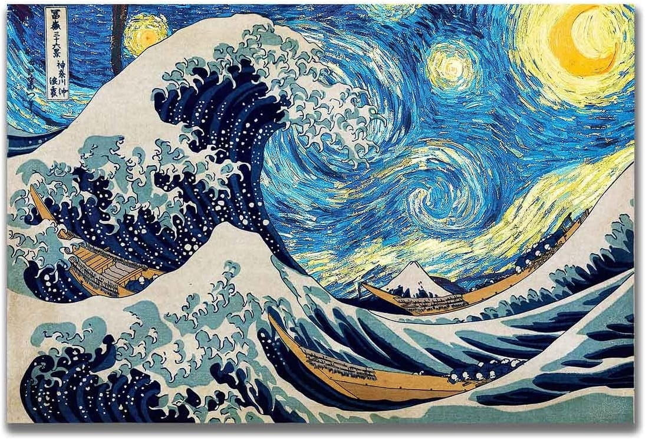 AABERIC The Great Wave Off Kanagawa The Starry Night Poster Art-Canvas ...