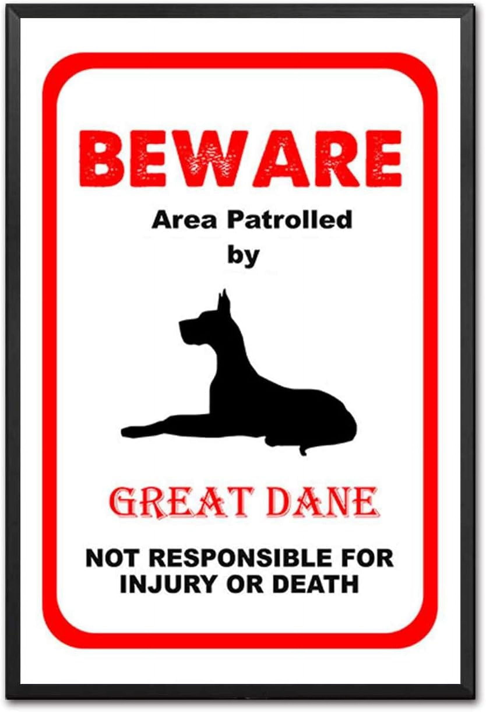 AABERIC Tin Sign Beware Area Patrolled by Great Dane Dog Notice Safety Metal Tin Sign Home Bar ...