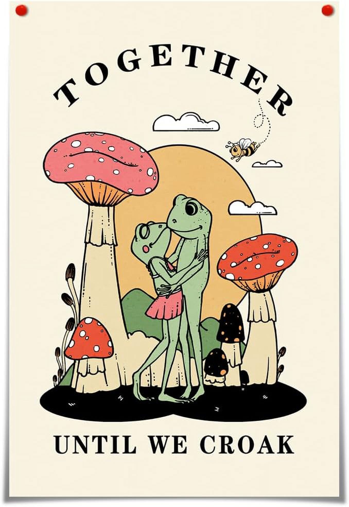 AABERIC Together Until We Croak Canvas Wall Art Kawaii Frog Mushroom ...