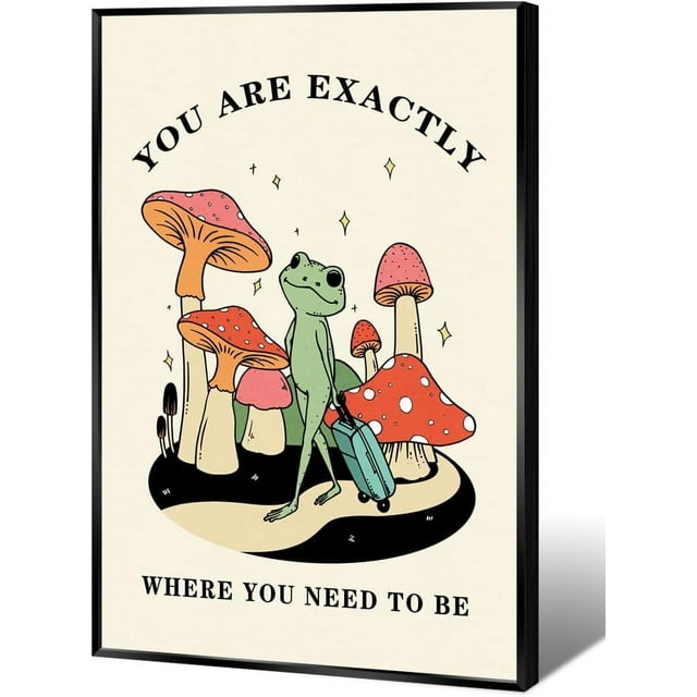 AABERIC Together Until We Croak Canvas Wall Art Kawaii Frog Mushroom ...