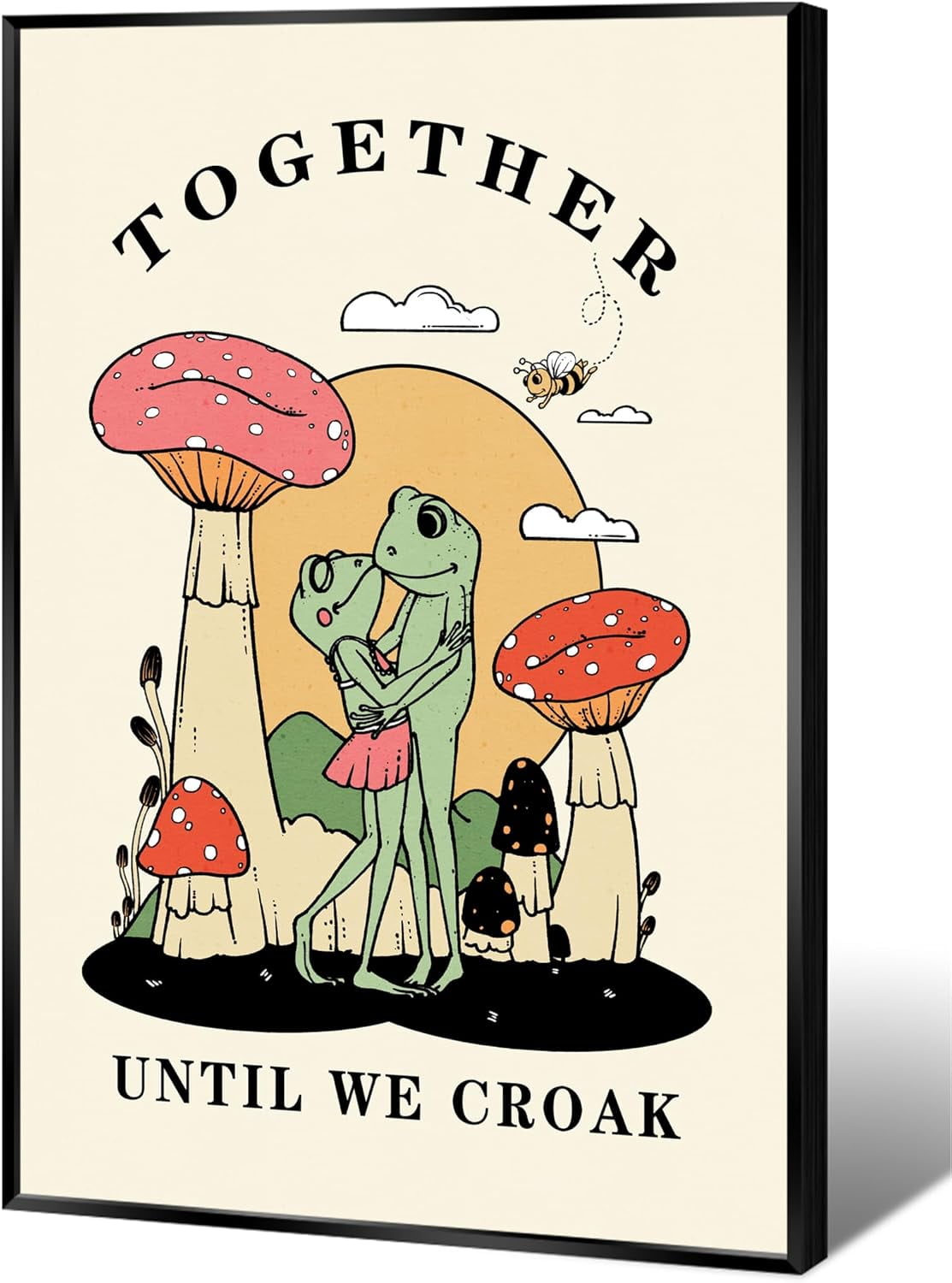 AABERIC Together Until We Croak Canvas Wall Art Kawaii Frog Mushroom Aesthetic Poster ...