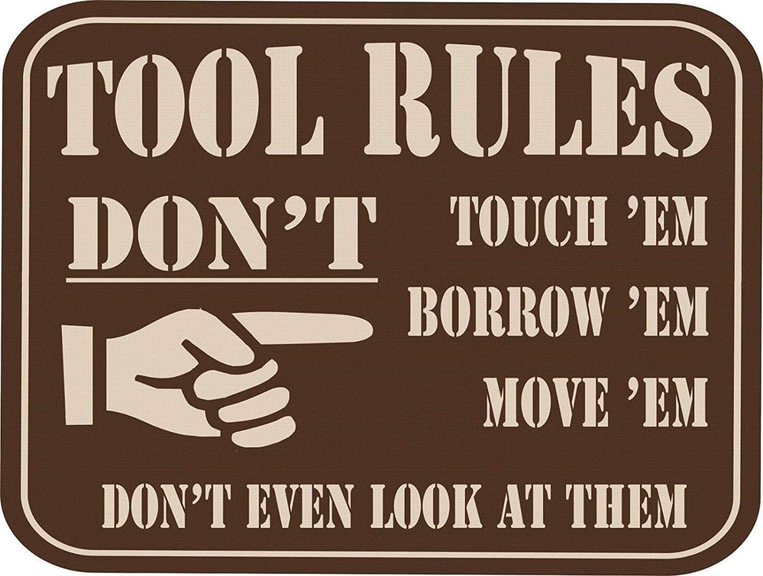 AABERIC Tool Rules Vintage Wall Decor w/Funny Quote, Unique Metal Wall Decor for Home, Bar, Pub ...