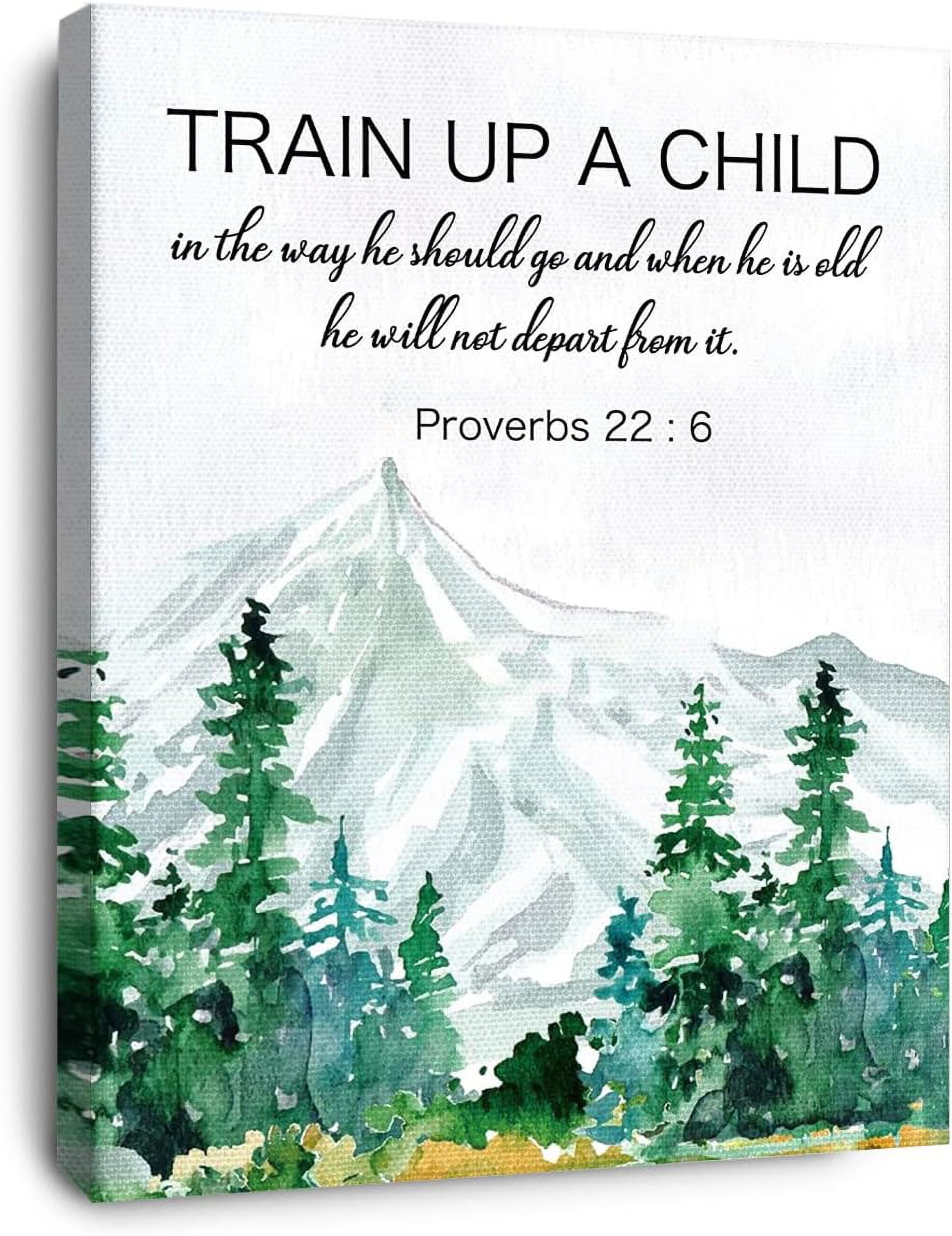 AABERIC Train Up A Child Proverbs 22:6 Canvas Wall Art Bible Verse ...