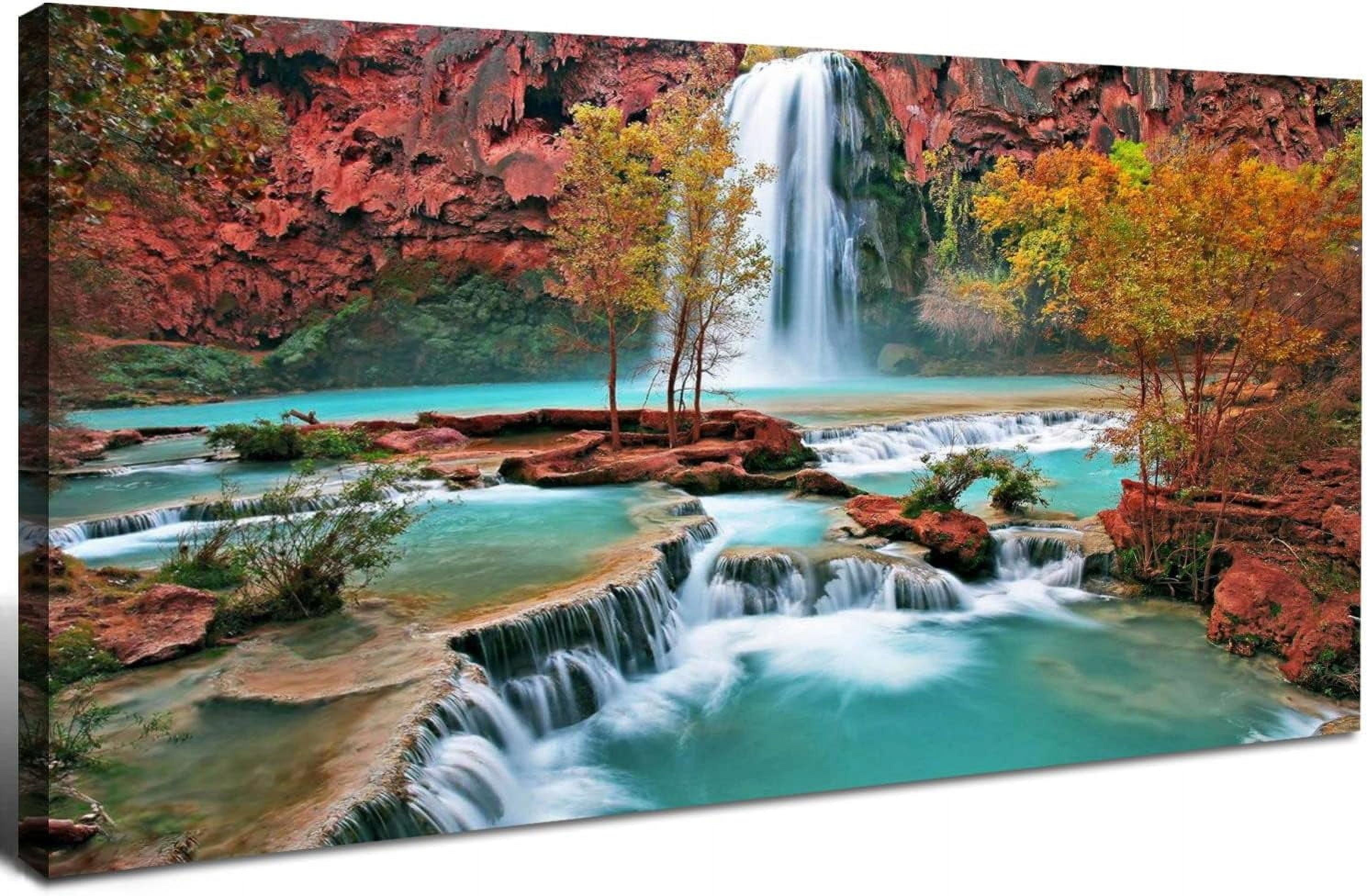 AABERIC Tropical Forest Wall Art Nature Waterfall Landscape Pictures ...