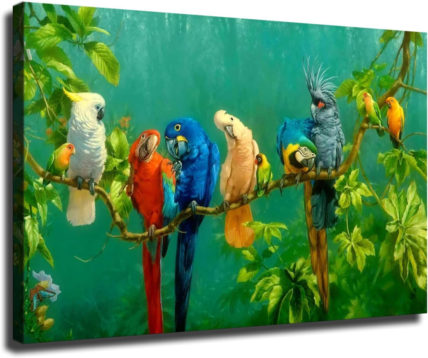 AABERIC Tropical Landscape Art Bird Parrot Animal Poster Canvas Wall Art Print Picture Oil ...