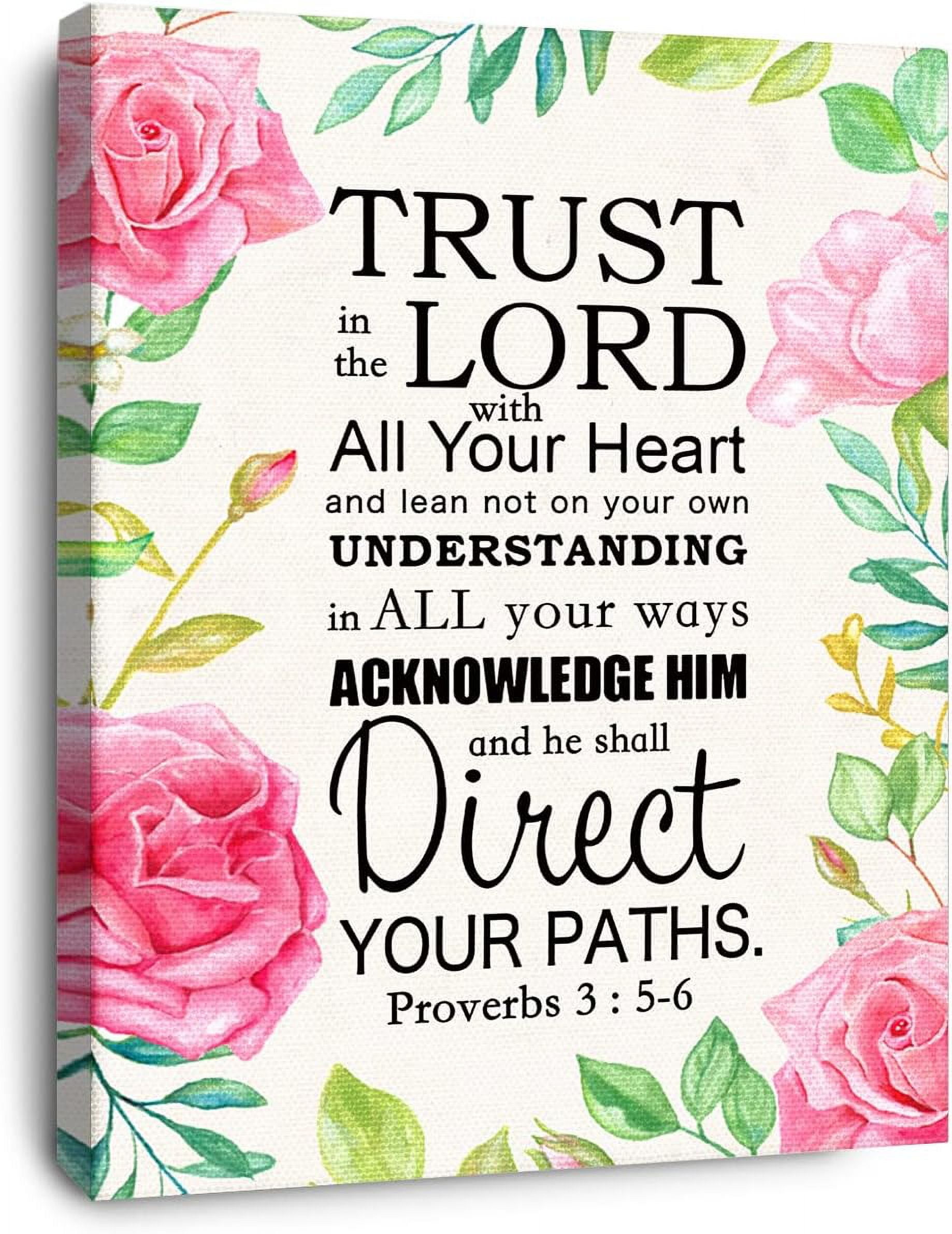 AABERIC Trust The Lord Proverbs 3:5 6 Canvas Wall Art Bible Verse ...