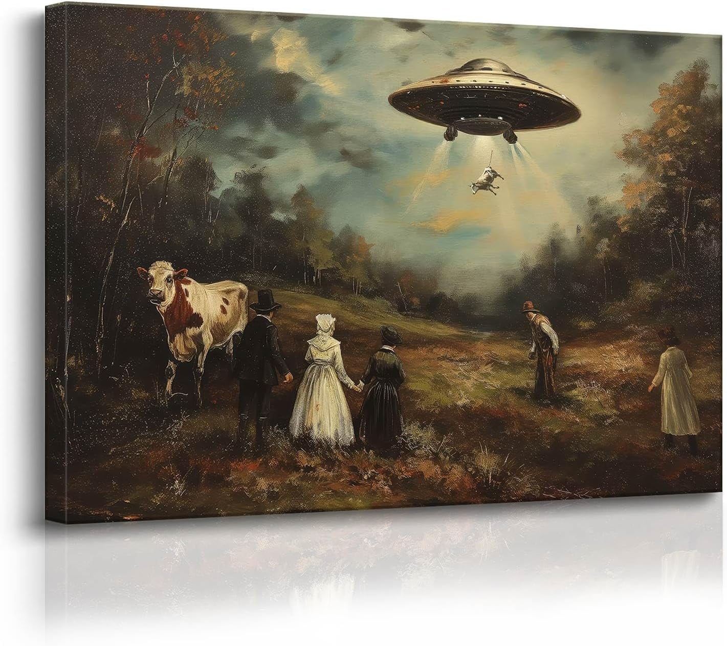 AABERIC Ufo And Victorian Landscape Oil Painting Art Print Psychedelic ...