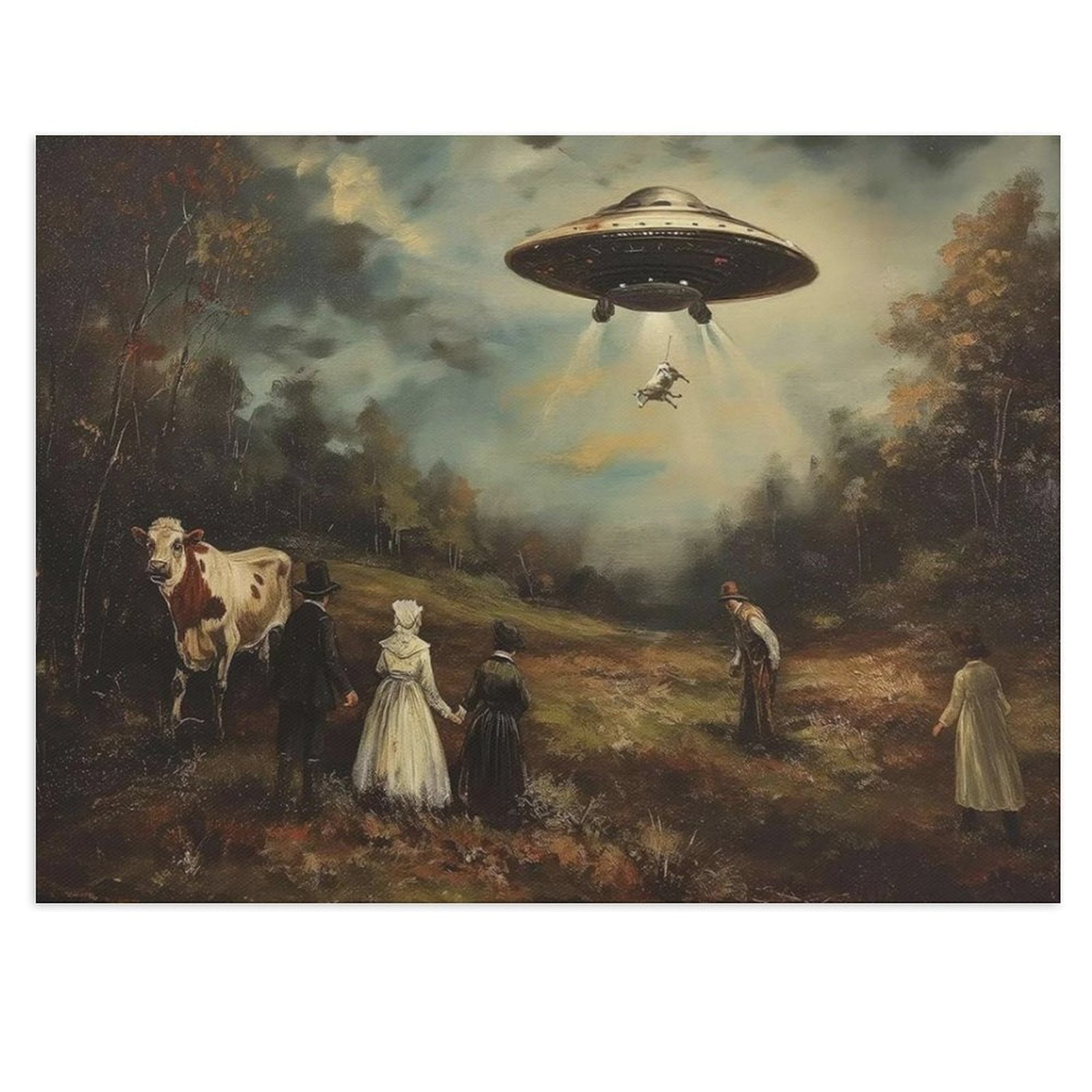 AABERIC Ufo And Victorian Landscape Oil Painting Art Print Psychedelic ...