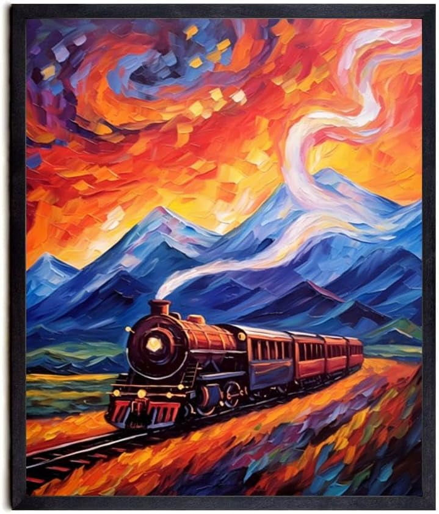 AABERIC Unframed Starry Night Van Gogh Inspired Jacobite Steam Train ...