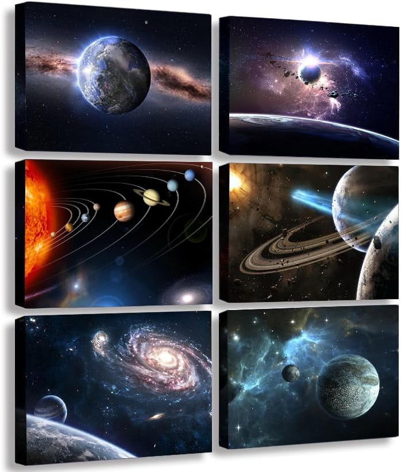 AABERIC Universe Starry Sky Wall Art Outer Space Planet Wall Art Canvas ...
