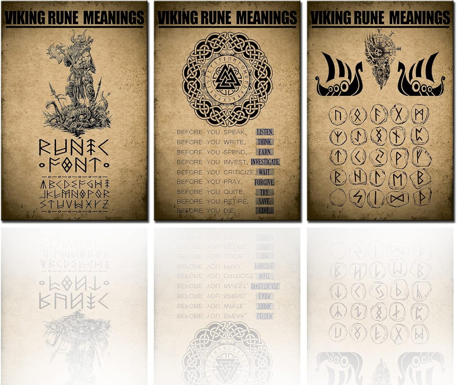 AABERIC Vikings Decor Canvas Wall Art 3 Pieces Retro Vikings Warrior ...