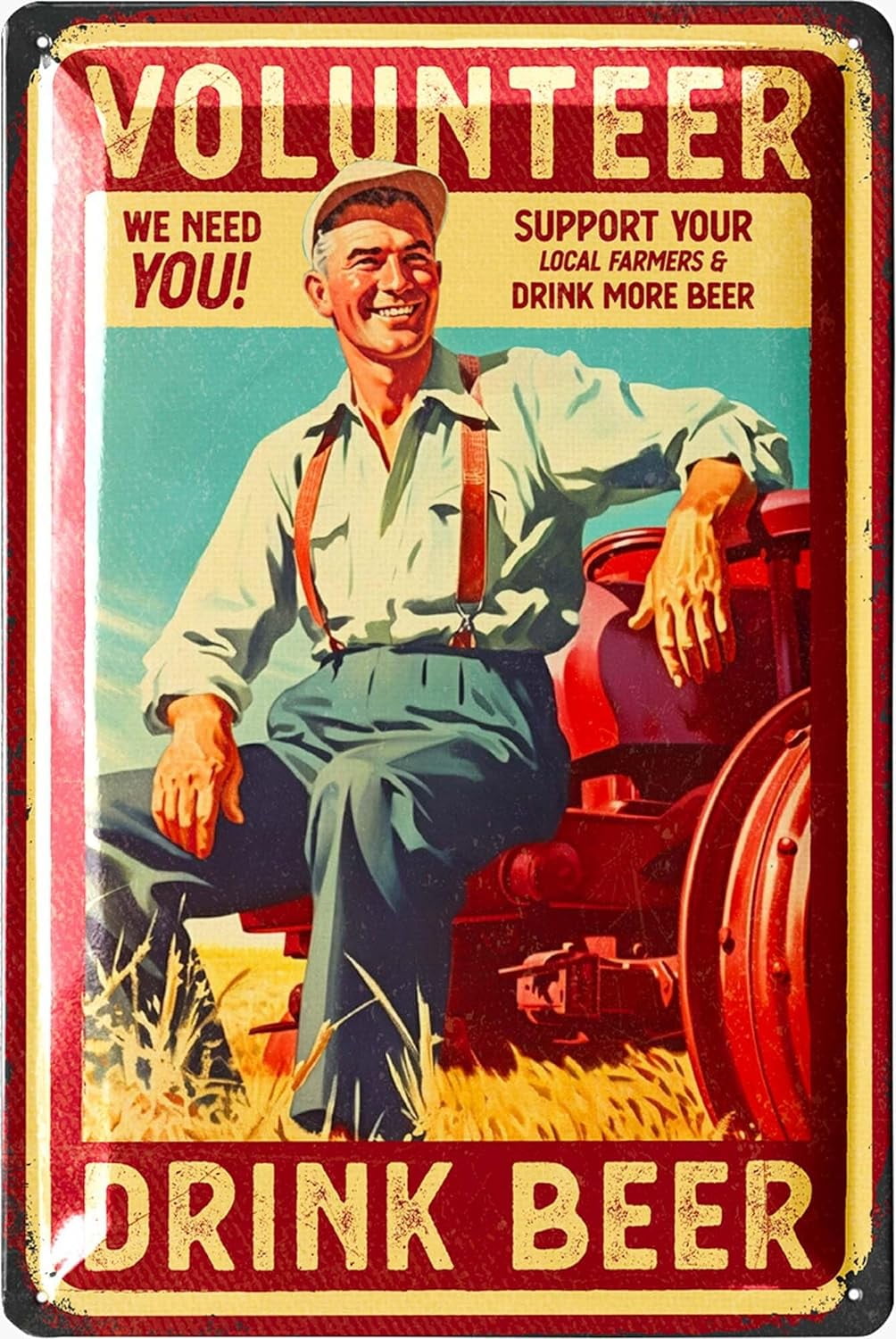 AABERIC Vintage Beer Sign SUPPORT YOUR FARMER BEER Signs for man Cave ...
