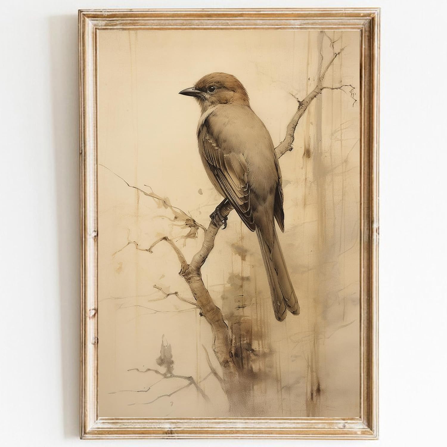 AABERIC Vintage Bird Wall Art Canvas Sparrow Bird Poster Abstract Bird ...