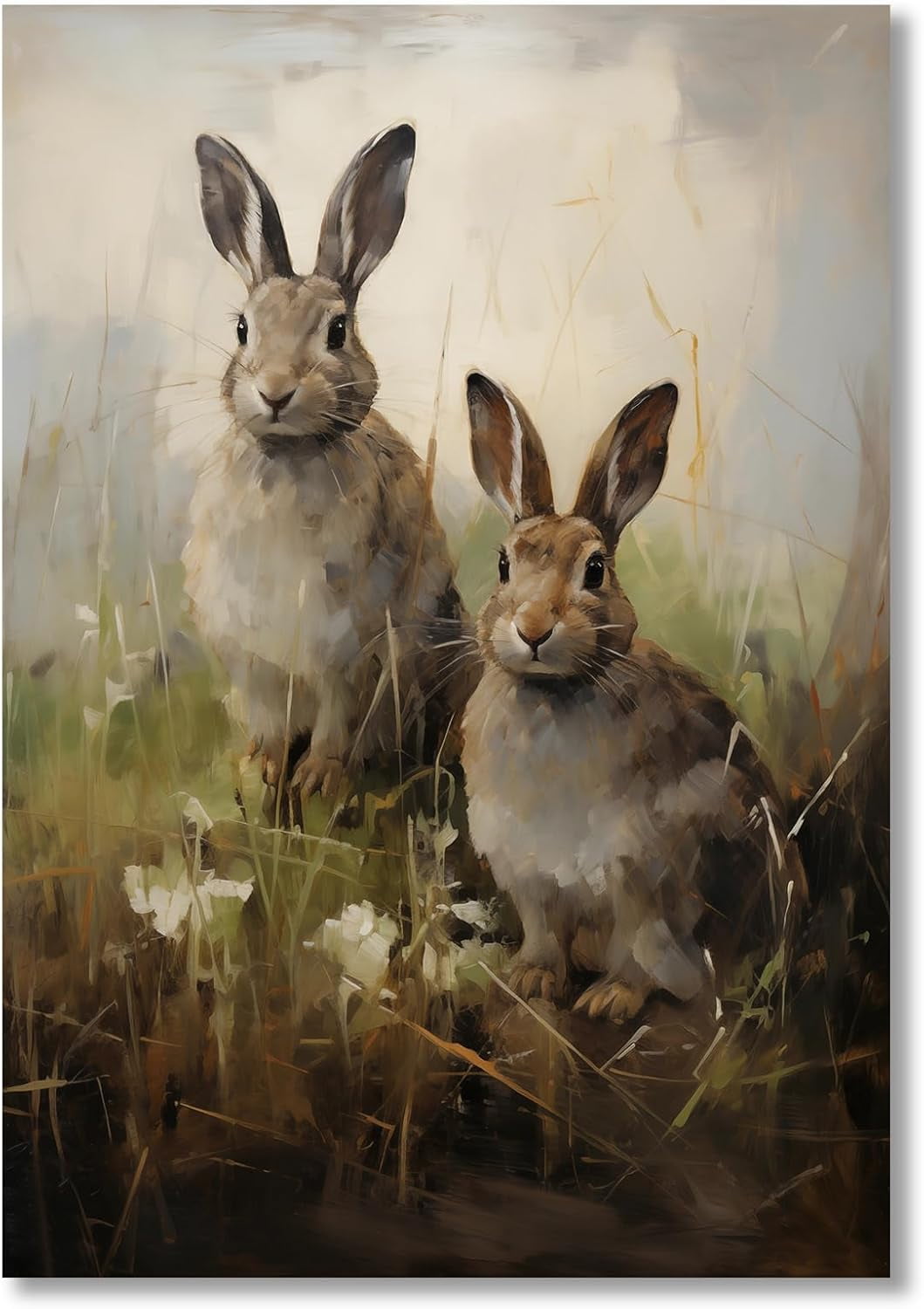 AABERIC Vintage Bunny Canvas Wall Art Farmhouse Rabbit Posters For Wall ...