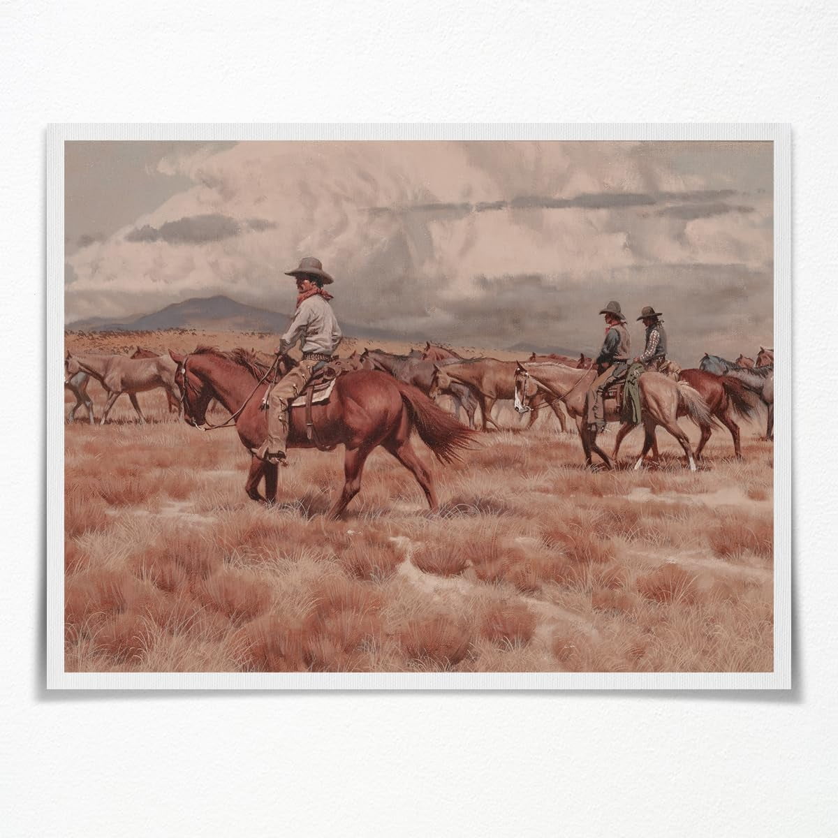 AABERIC Vintage Cowboy Oil Painting Western Home Decor, Rustic Horse ...