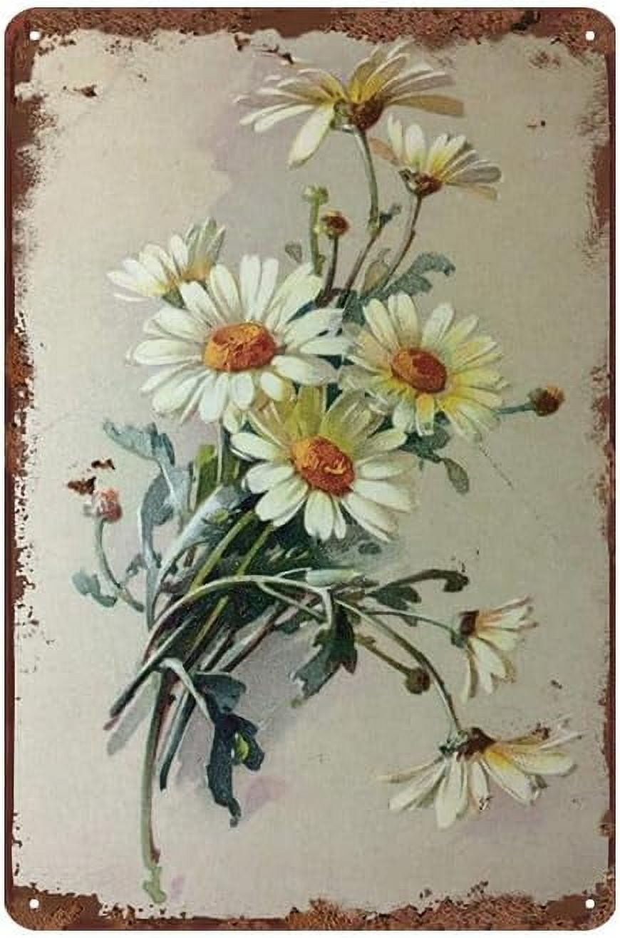 AABERIC Vintage Daisy Decor Tin Sign - French Country Shabby Chic Signs ...