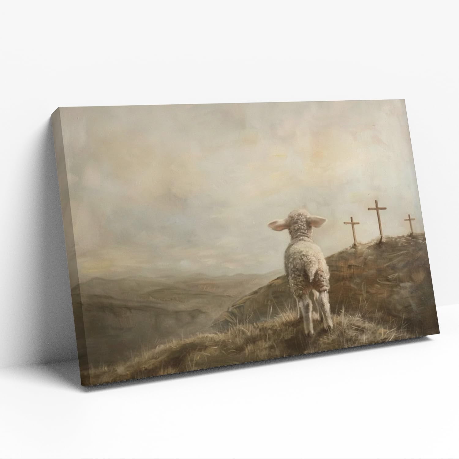 AABERIC Vintage Easter Lamb Canvas Wall Art for Prayer Room Modern ...