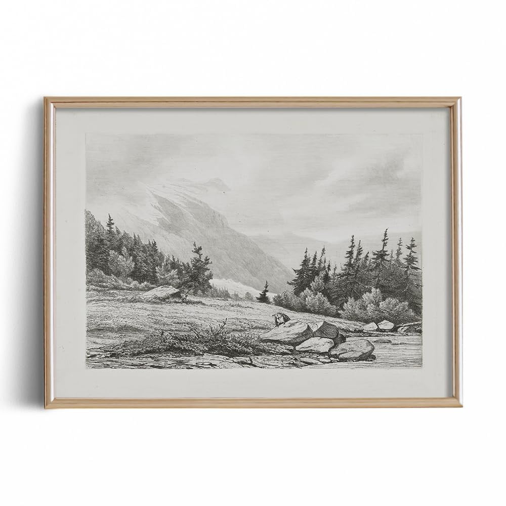 AABERIC Vintage Farmhouse Horse Wall Art - Horse Drawing Etching Rustic ...