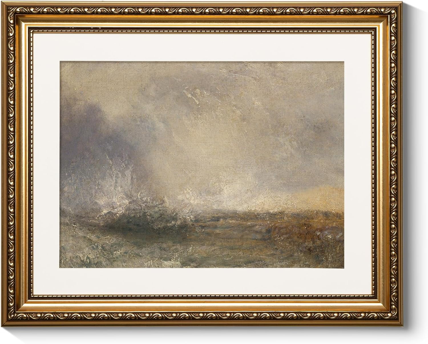 AABERIC Vintage Gold Wall Art, Nature Abstract Storm Seascape Paintings ...