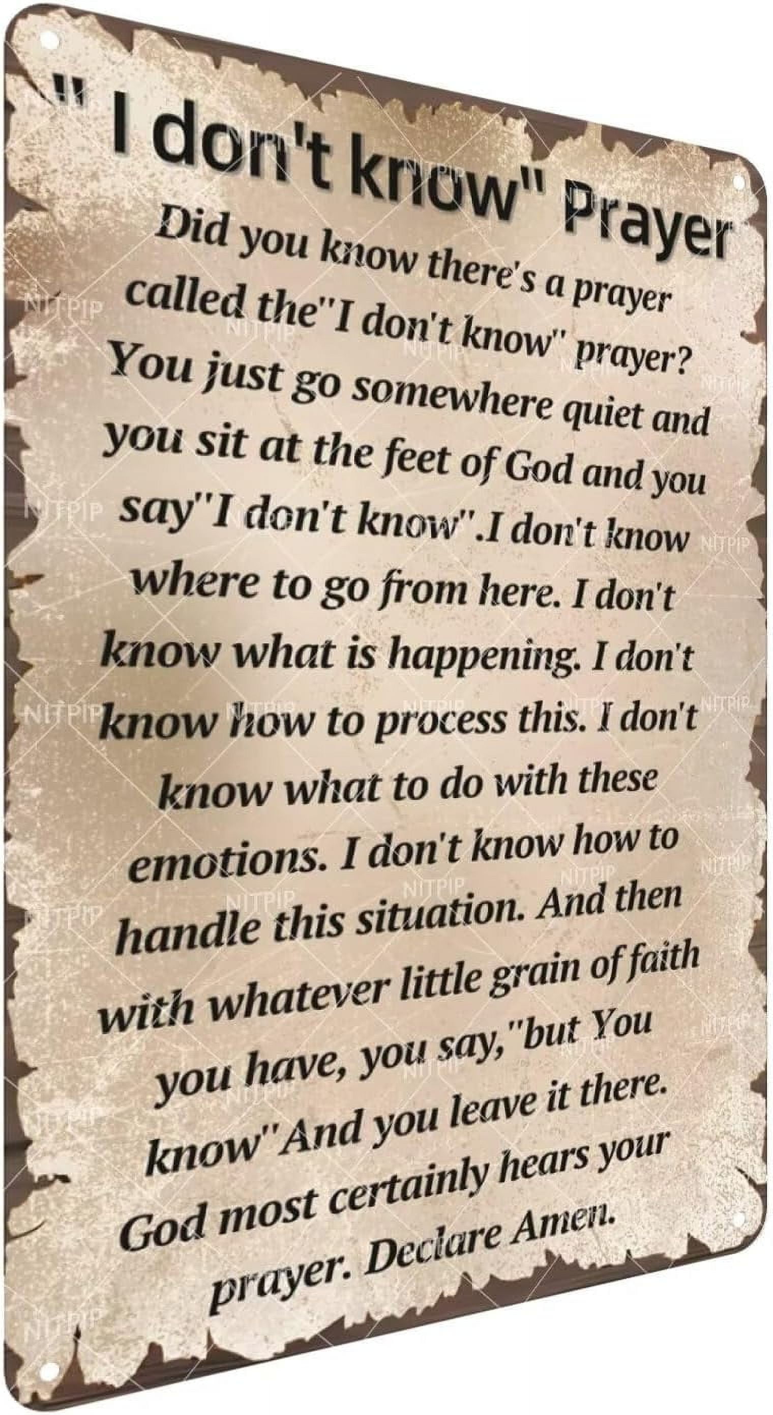 AABERIC Vintage Jesus Metal Tin Sign I Don't Know Prayer Plaques Wall ...