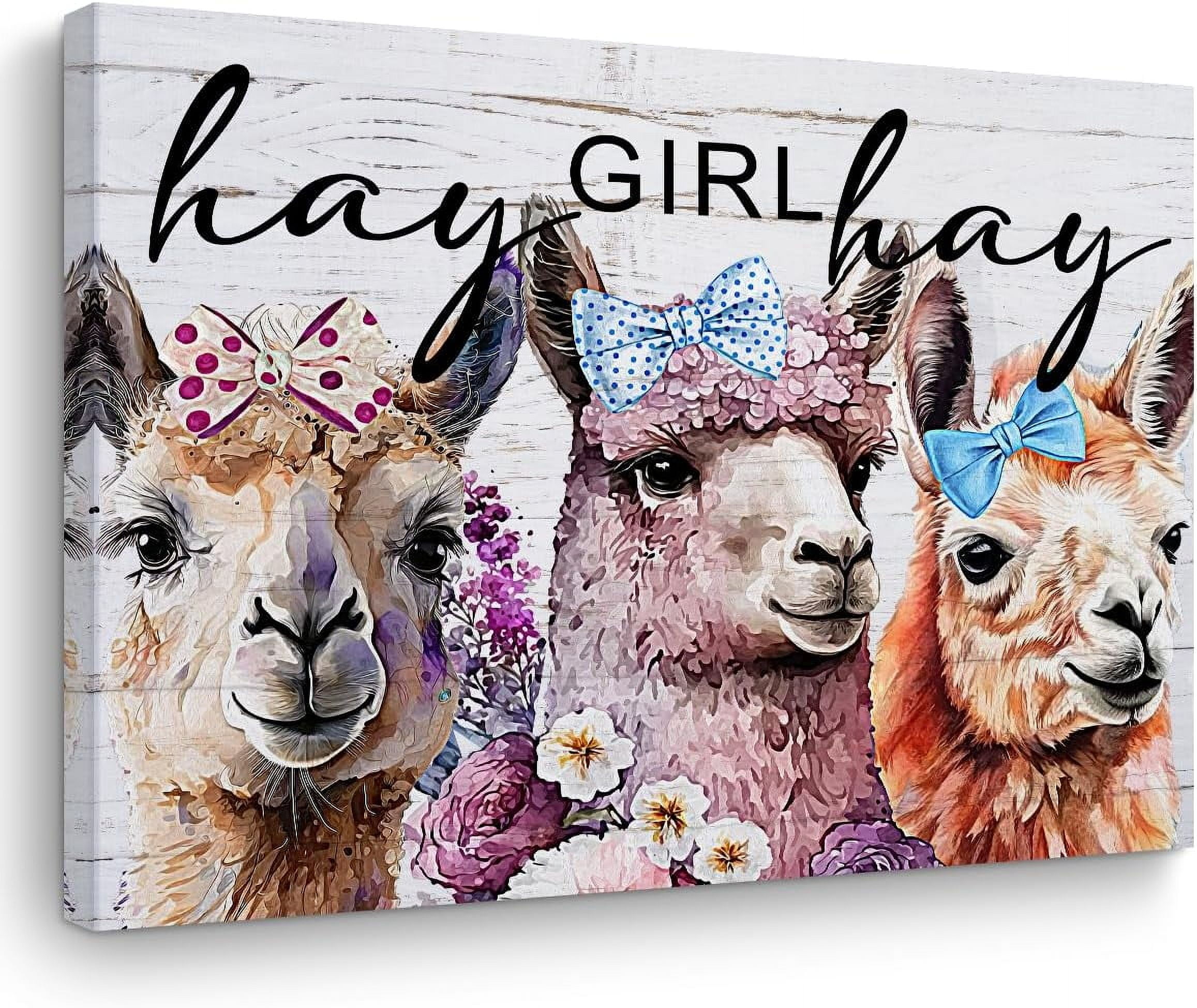 AABERIC Vintage Llama Gifts Farm Animals Flowers Llama Decor Canvas ...