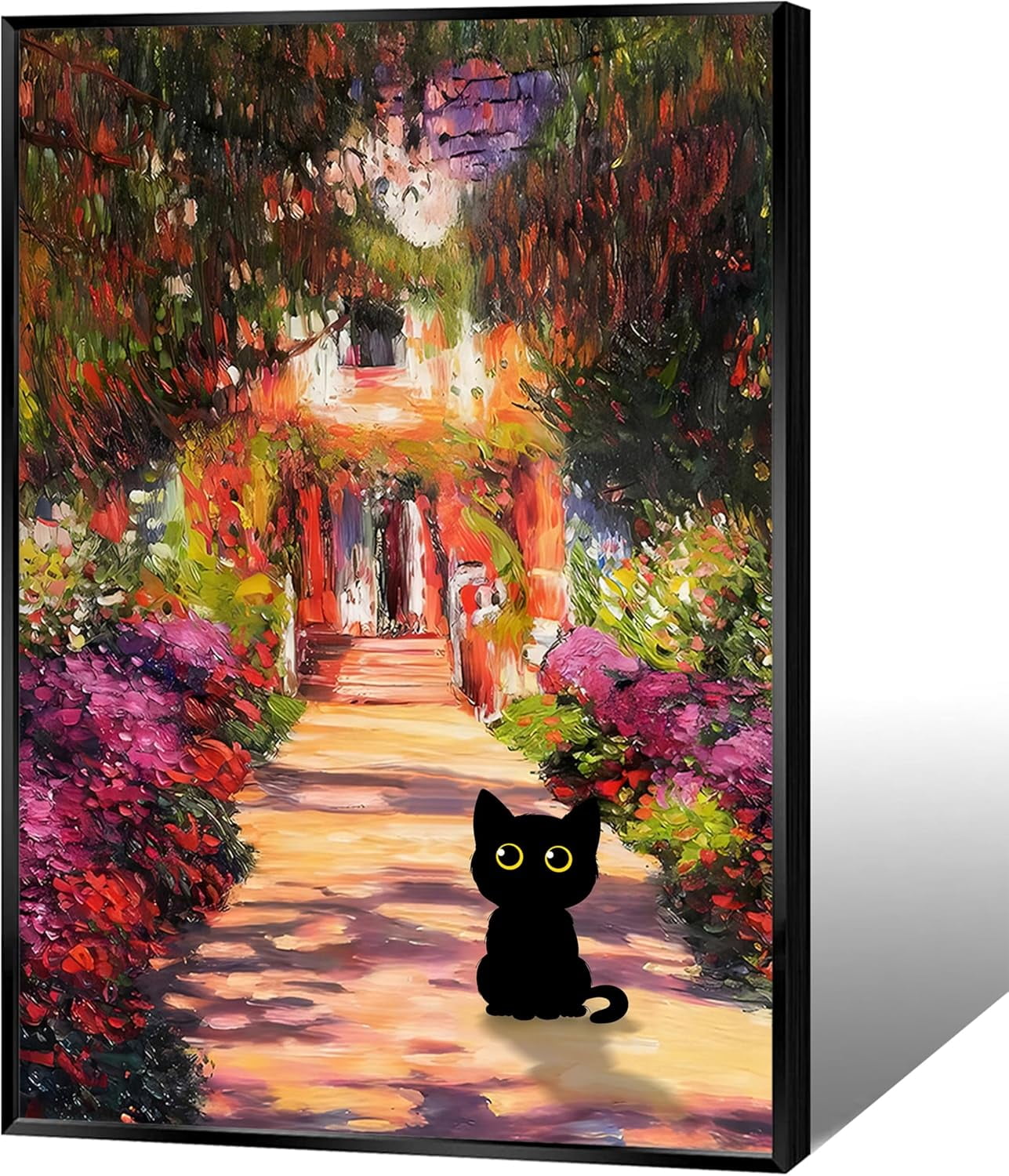 AABERIC Vintage Monet Cat Poster Funny Black Cat Bridge of Waterlilies ...