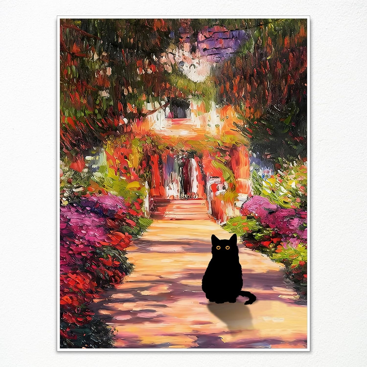 AABERIC Vintage Monet Garden Cat Canvas Wall Art Famous Oil Paintings ...