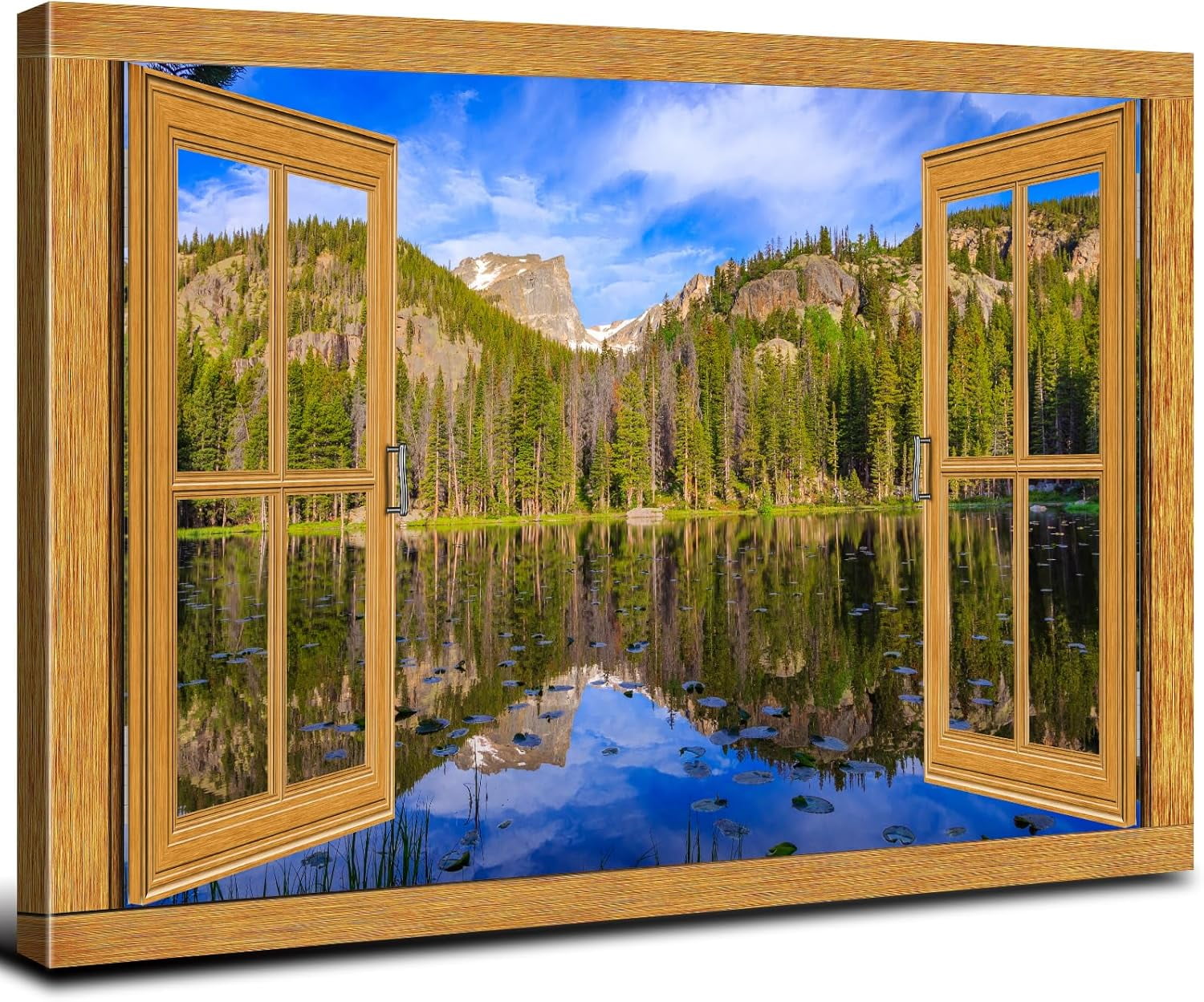 AABERIC Vintage Nature Landscape Wall Decor Fake Open Windows Rocky ...