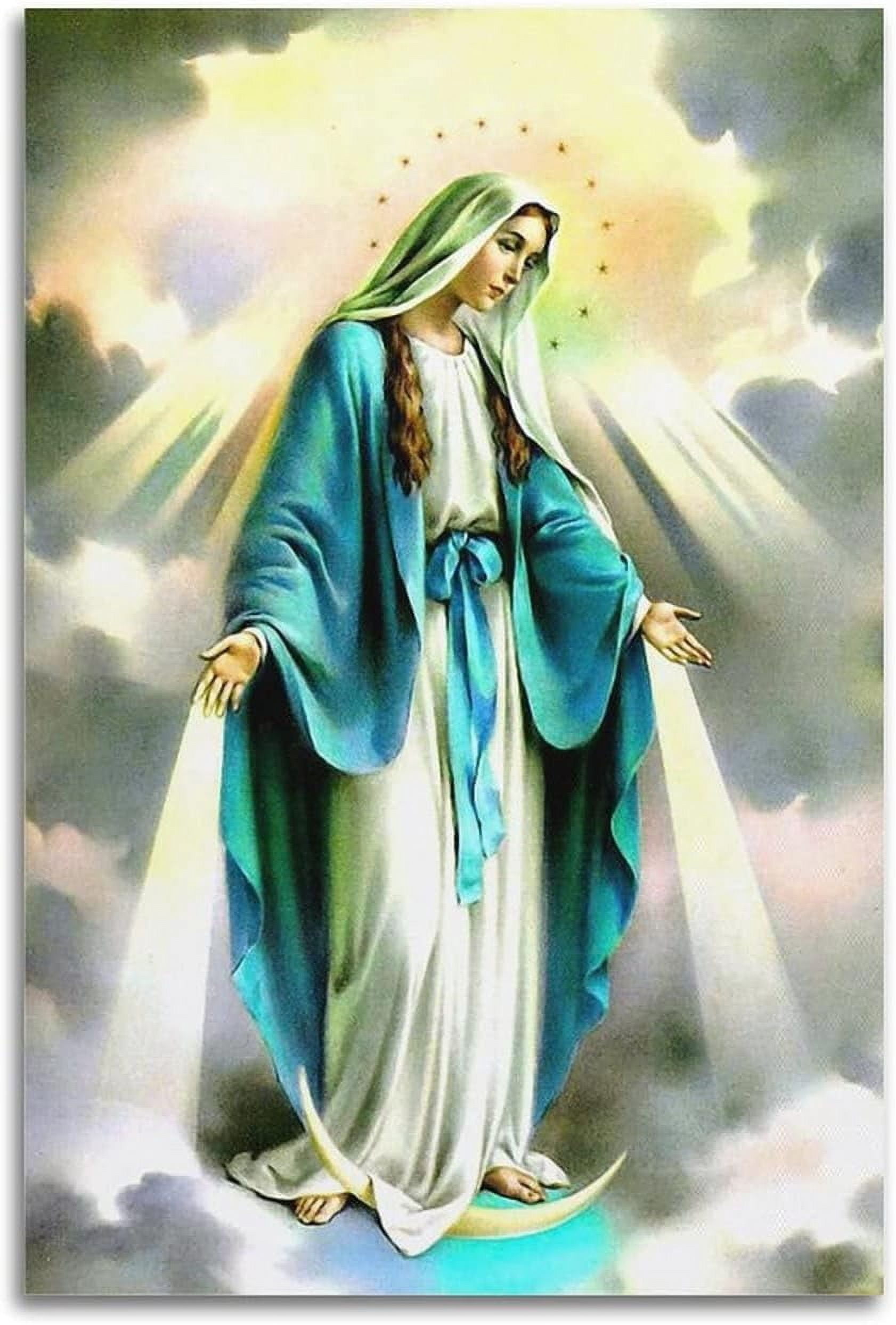 AABERIC Vintage Poster Virgin Mary Oil Painting Religious Art Canvas ...