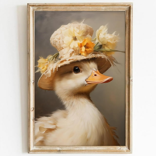 AABERIC Vintage Rabbit Canvas Wall Art Bunny with Flowers Picture ...