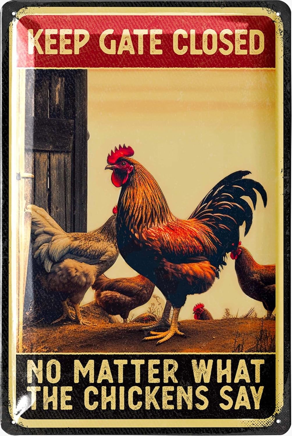 AABERIC Vintage Tin Sign Gates Closed Chicken, Gate Closed, Chickens ...