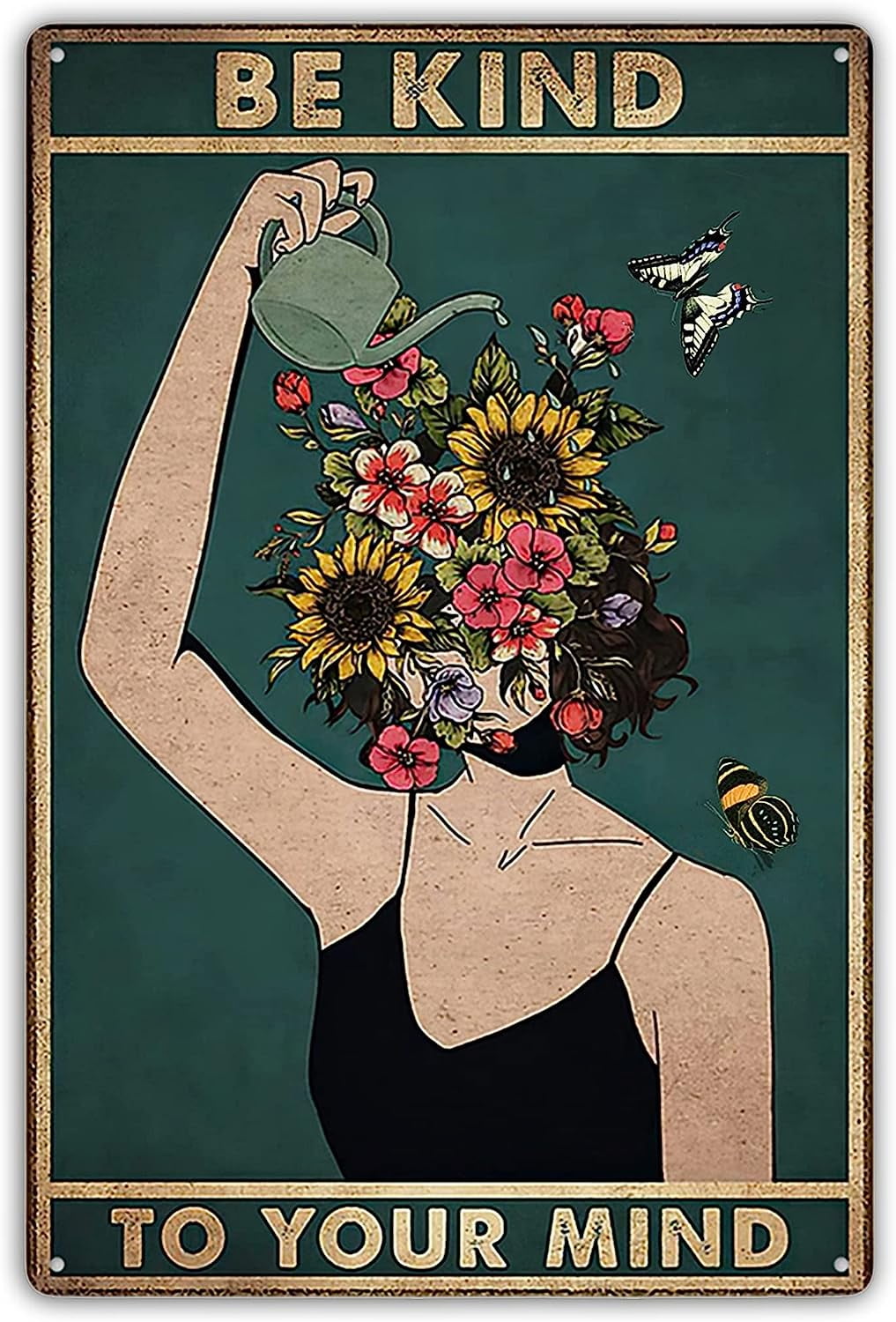 AABERIC Vintage Tin Signs Be Kind to Your Mind Hippie Boho Art Poster ...