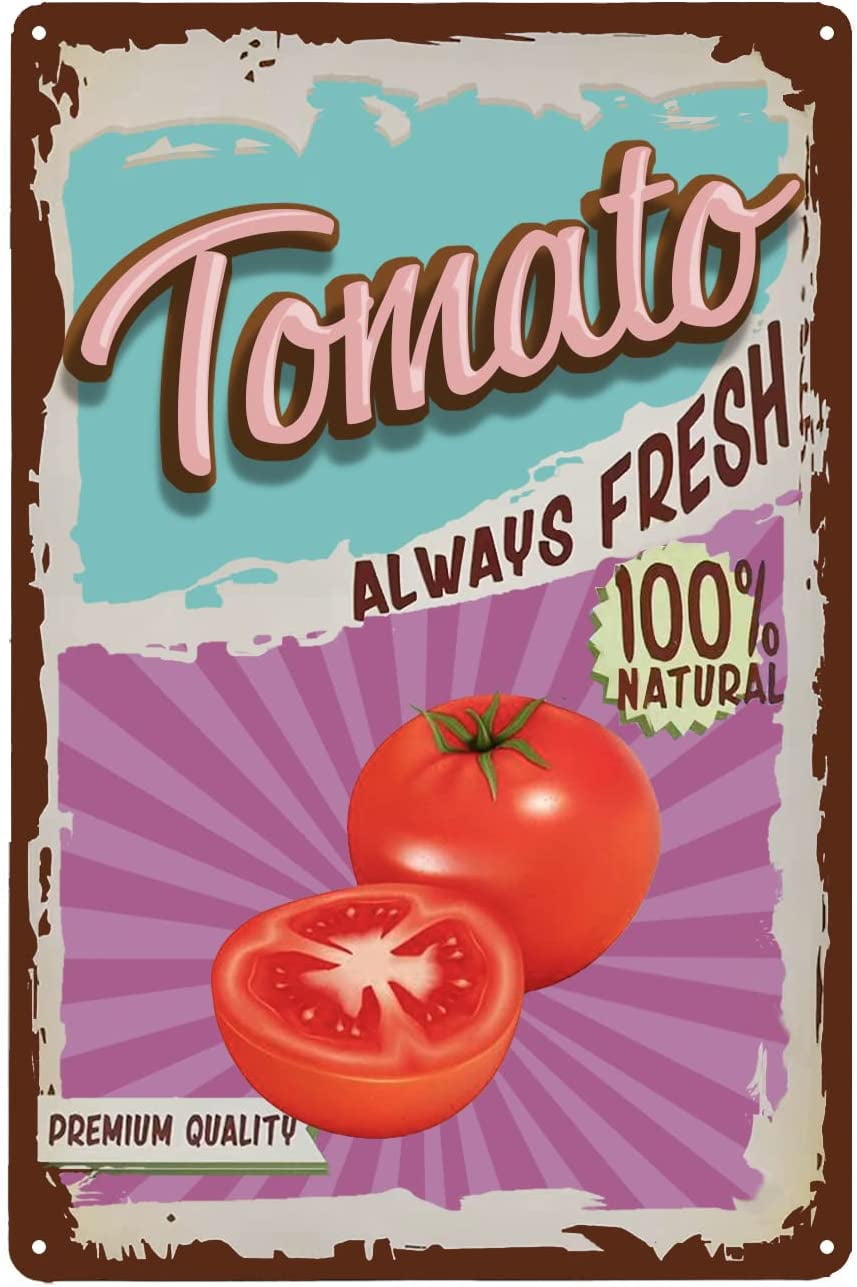 AABERIC Vintage Tomato Tin Sign - Fruit Aluminum Sign - Retro Metal ...