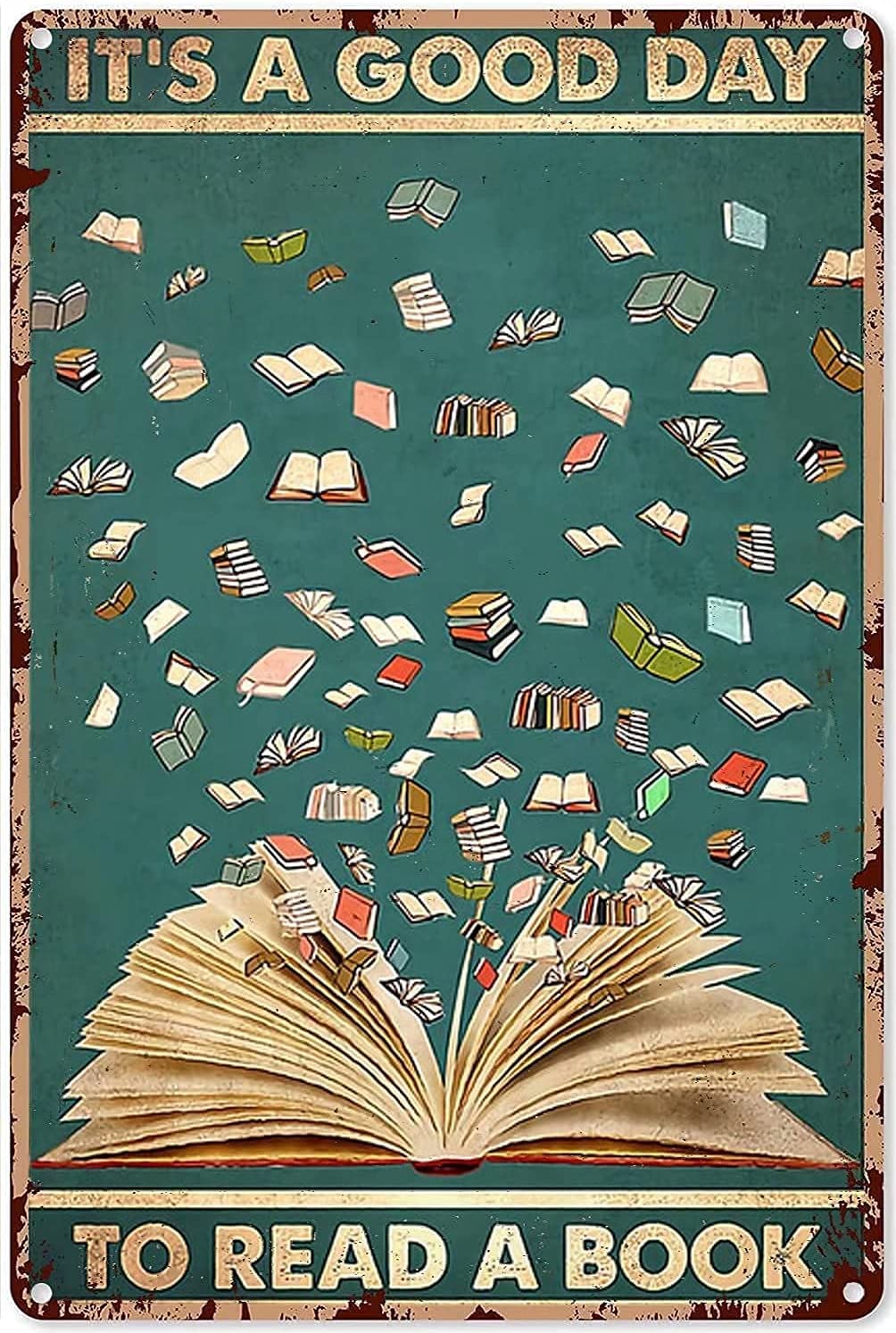 AABERIC -Vintage Wall Decor Metal Tin Sign-It's A Good Day to Read A ...