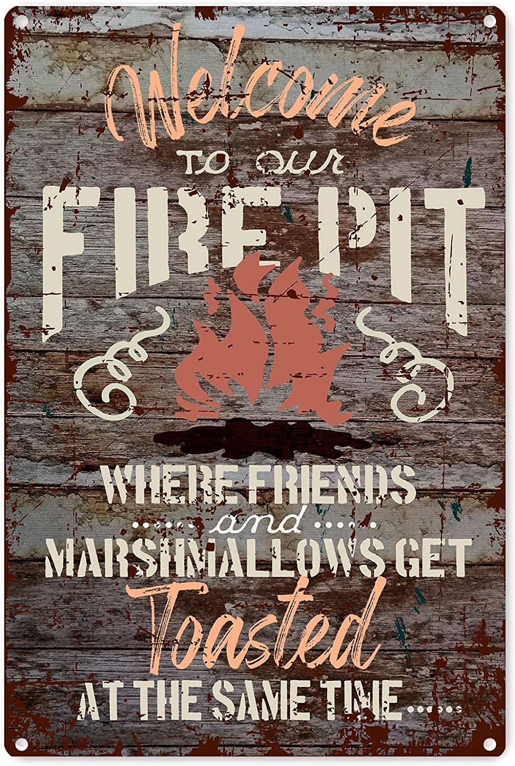 AABERIC Vintage Welcome To Our Fire Pit Metal Tin Sign for Home Wall ...