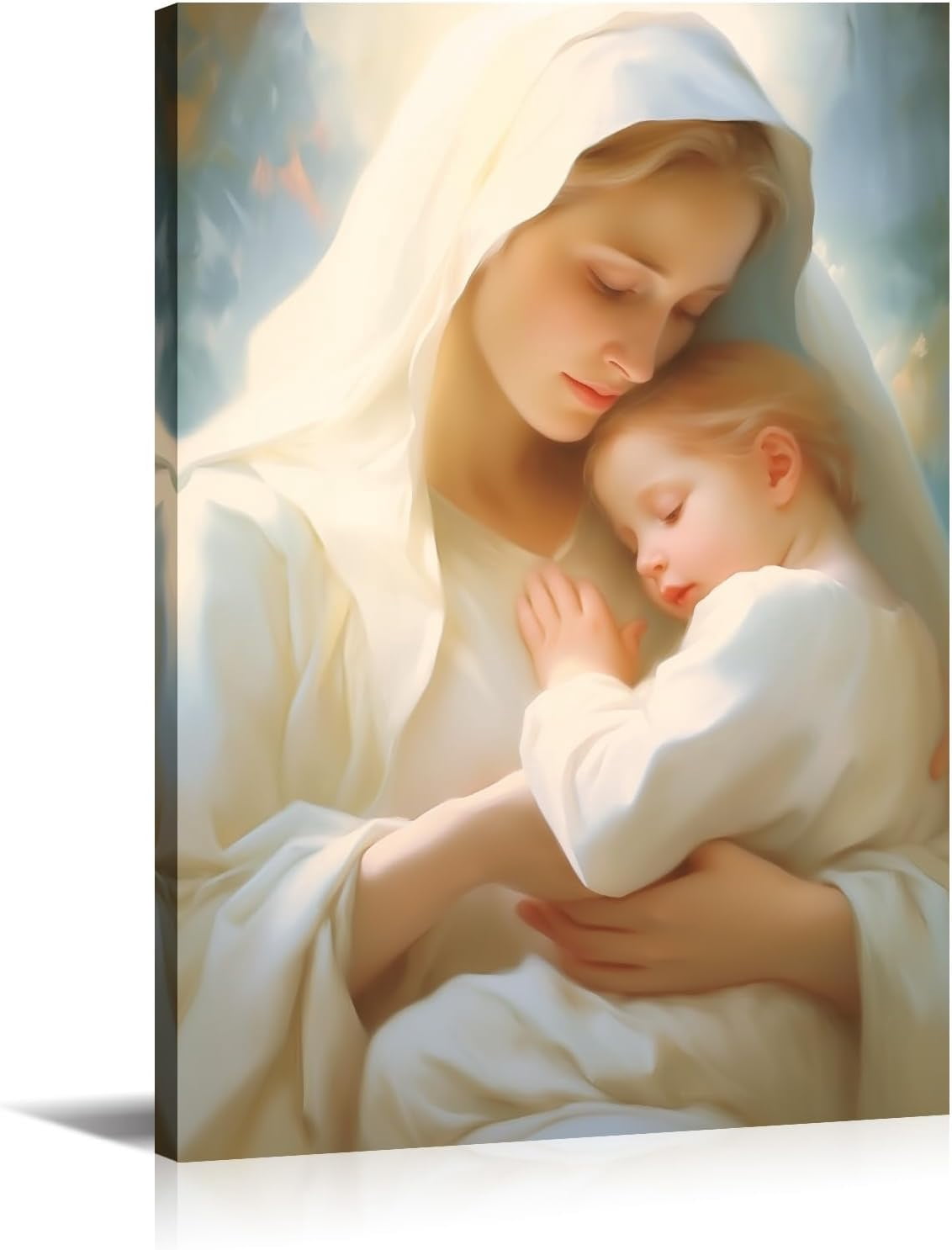 AABERIC Virgin Mary & Baby Jesus Canvas Wall Art Religious Decor ...
