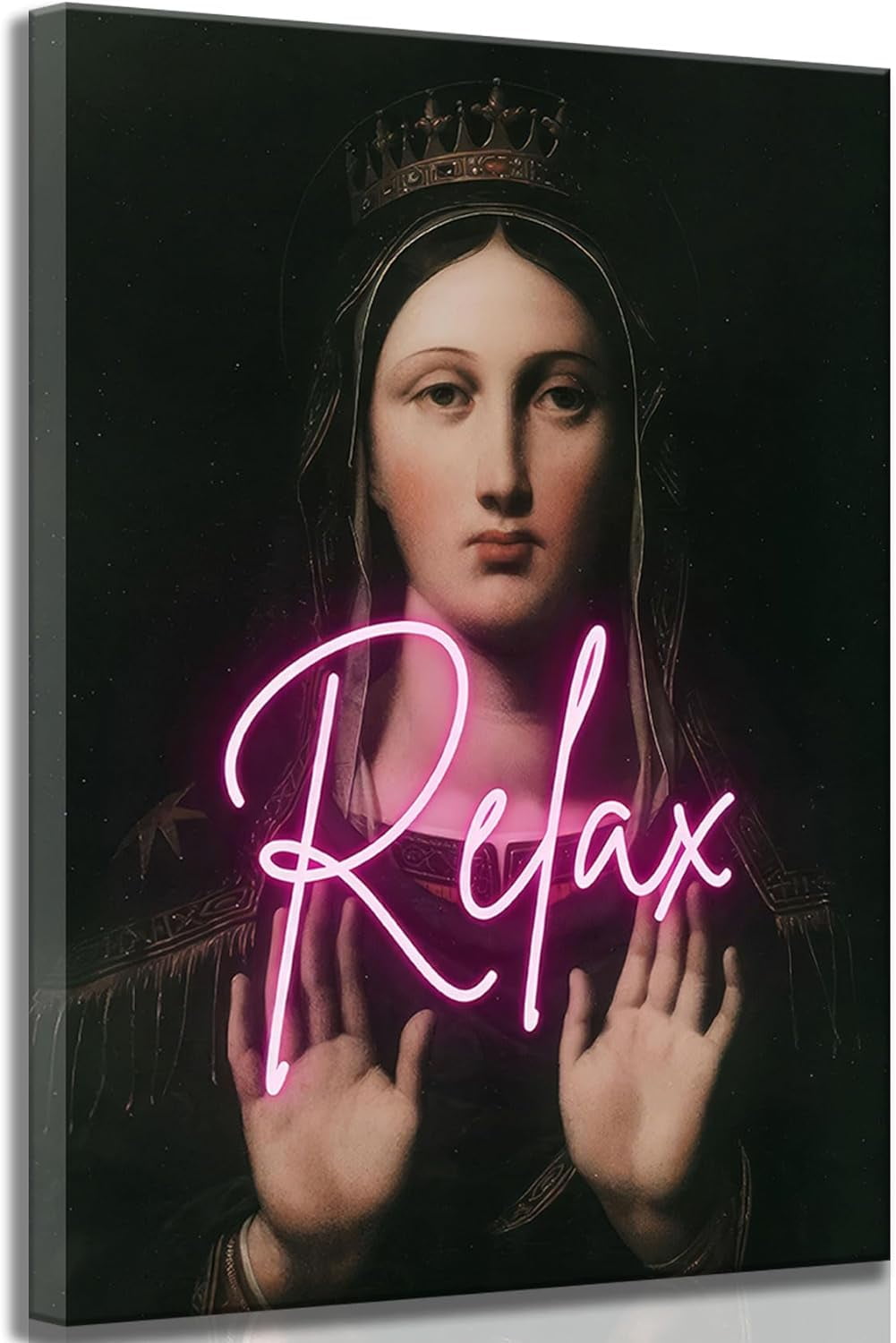 AABERIC Virgin Mary Relax Aesthetic Canvas Wall Art Eclectic Vintage Portrait Moody Antique Oil ...