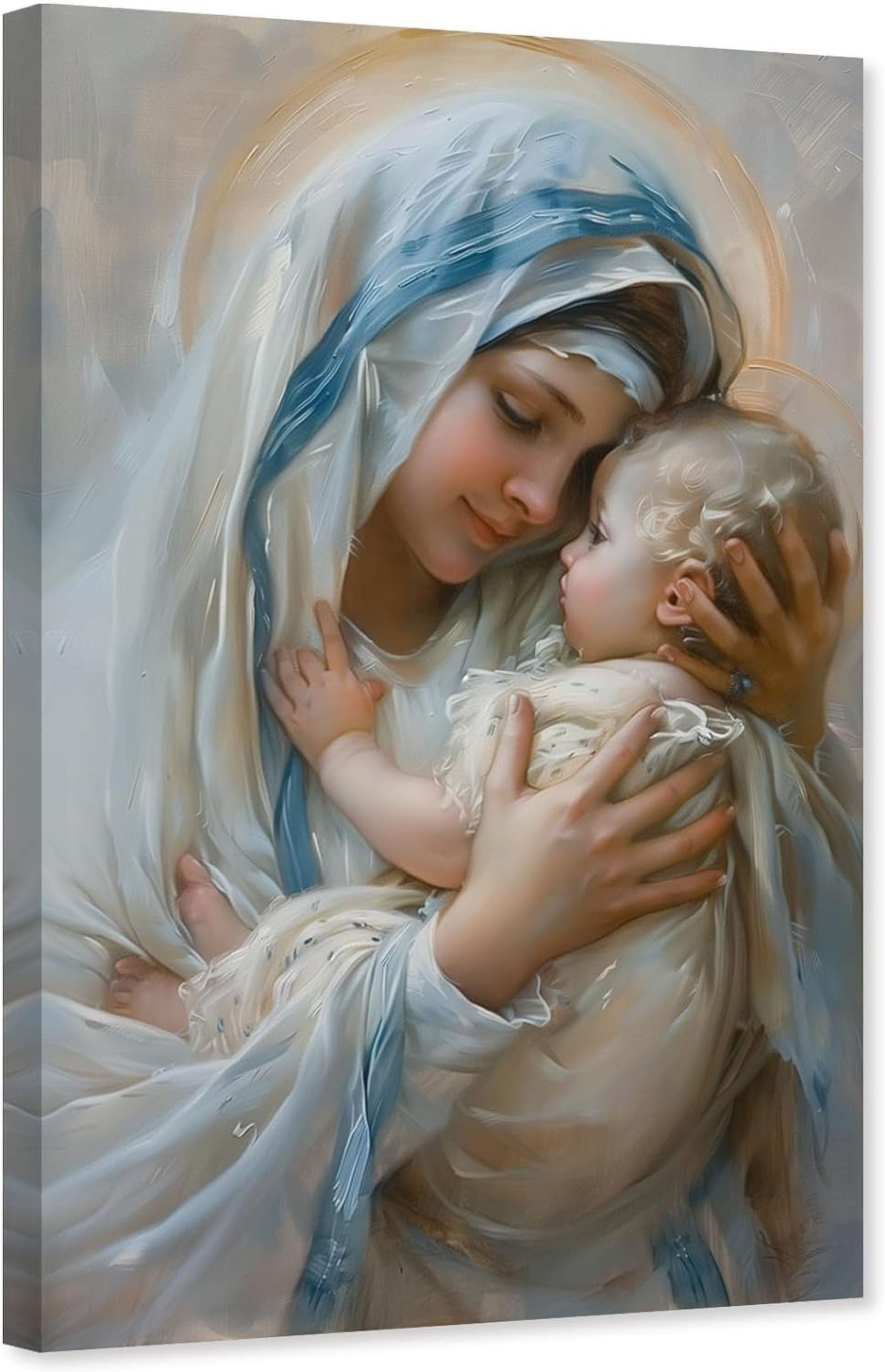 AABERIC Virgin Mary Wall Art Catholic Canvas Mother of Jesus Pictures ...