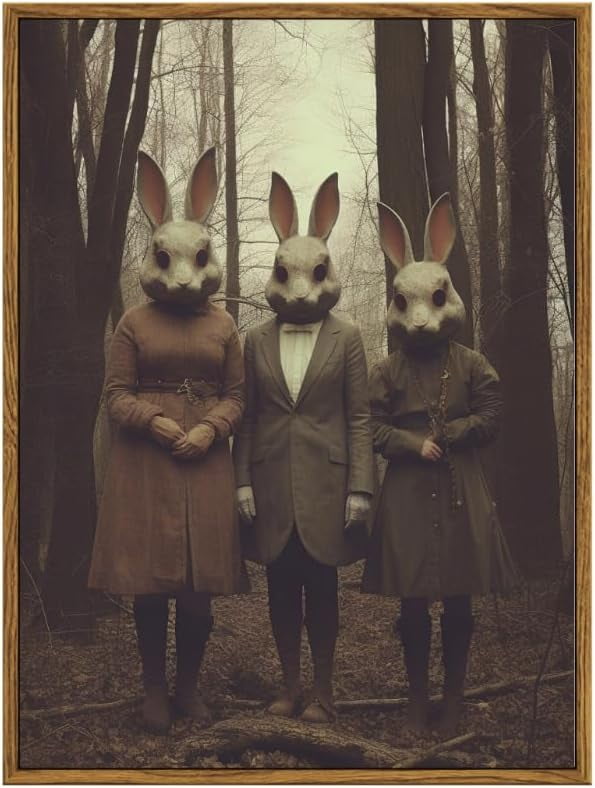 AABERIC Vtage Canvas Wall Art, Gothic Rabbit Lady Wall Art for Livg ...