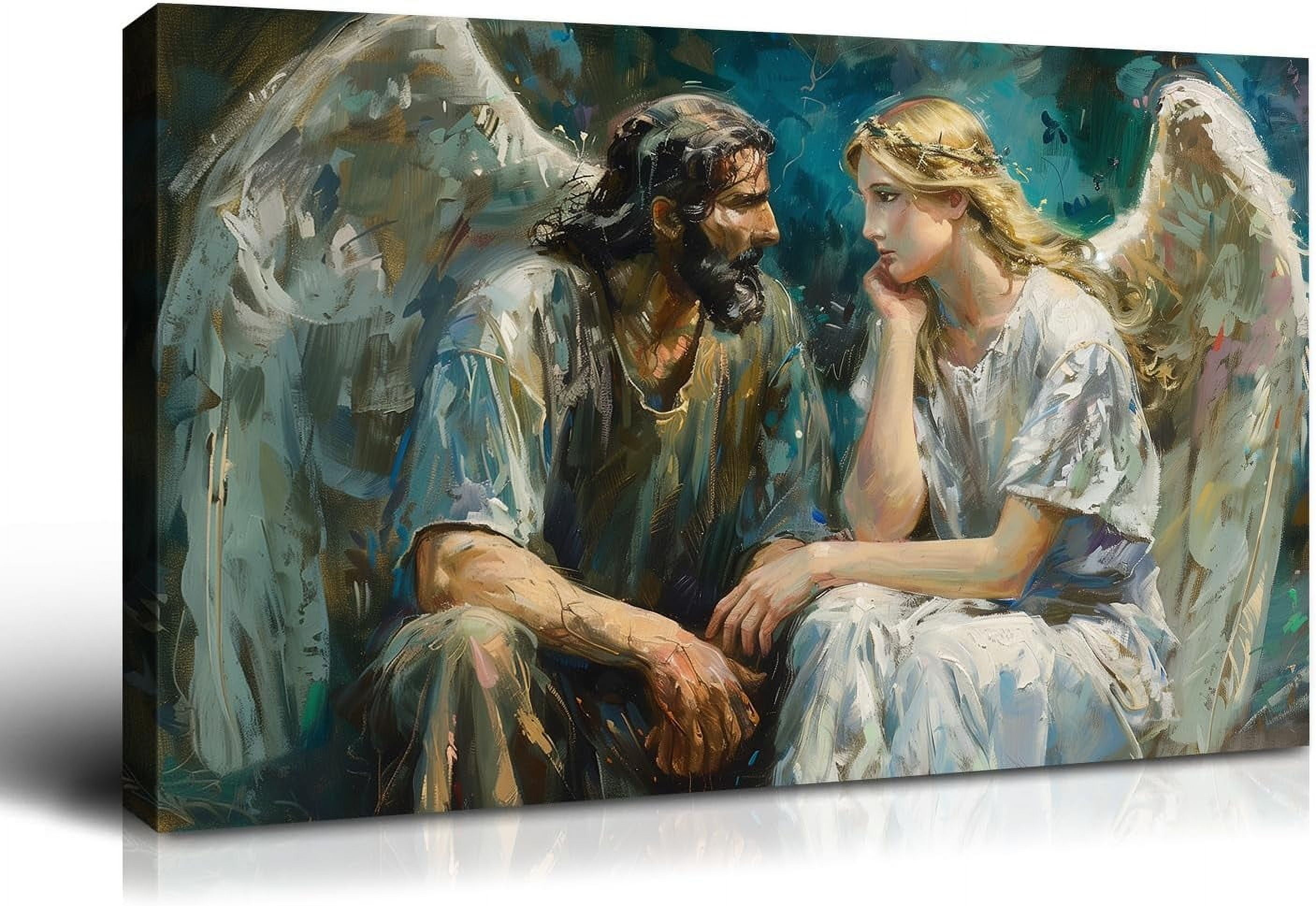 AABERIC WEWEJIA Jesus Canvas Wall Art, Jesus and Angels Pictures, Large Religious Beliefs ...